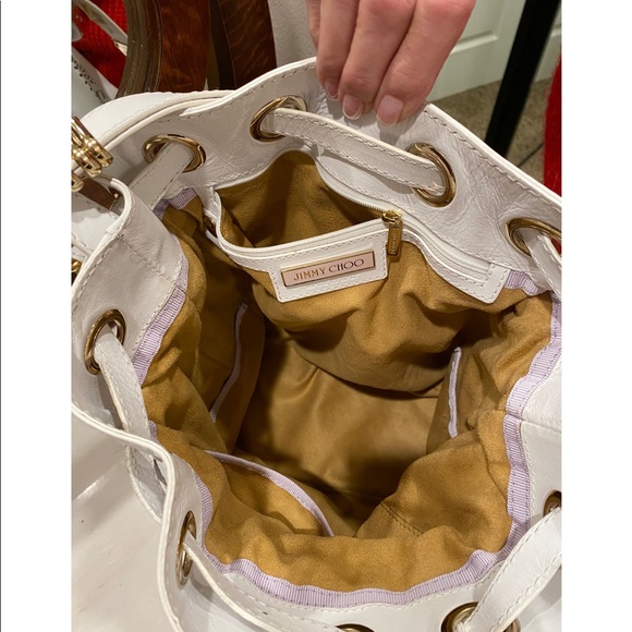 Jimmy Choo | Bags | Jimmy Choo White Soft Leather Bucket Bag | Poshmark